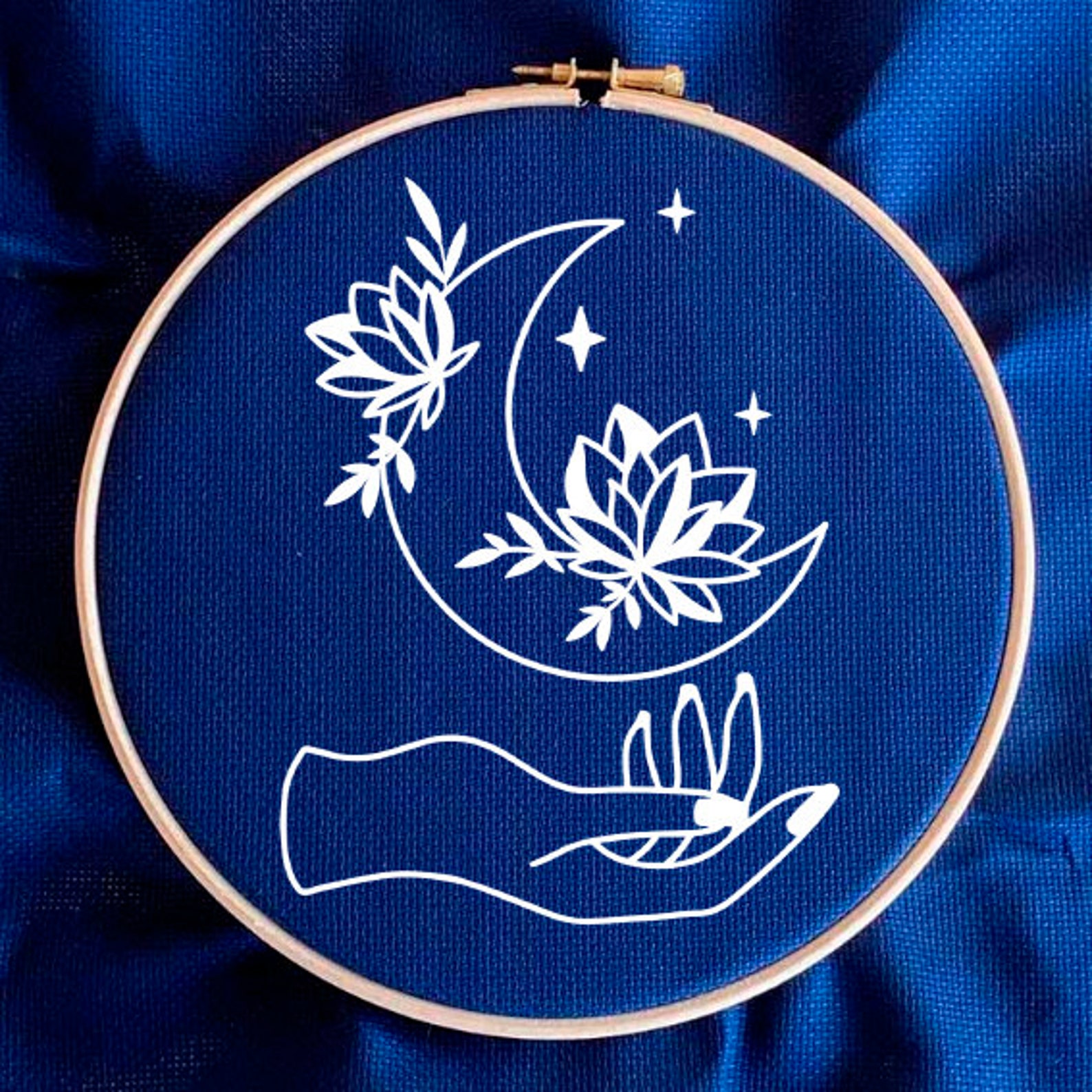 Floral Moon Crescent Moon Designs Hand Embroidery Pattern | Etsy