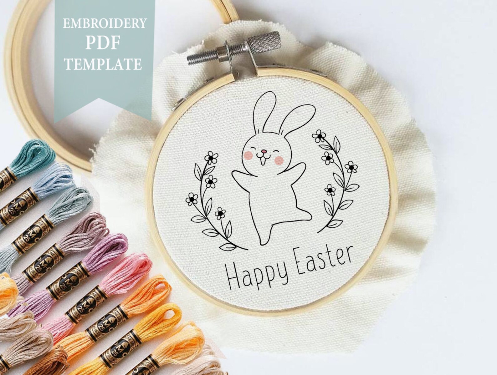 Spring Bunnies Hand Embroidery Pattern Bunny Rabbit Easter - Etsy