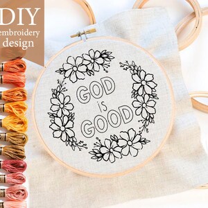 God is Good Hand Embroidery Design Bible Quote Embroidery - Etsy