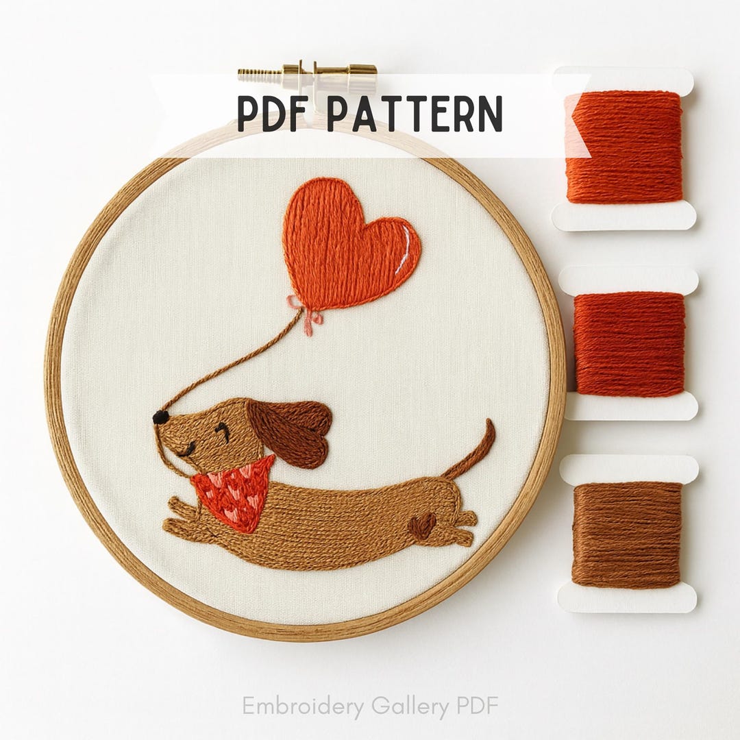 Dachshund Embroidery Pattern, Sausage Dog, Pet Lover Gift (PDF Digital ...