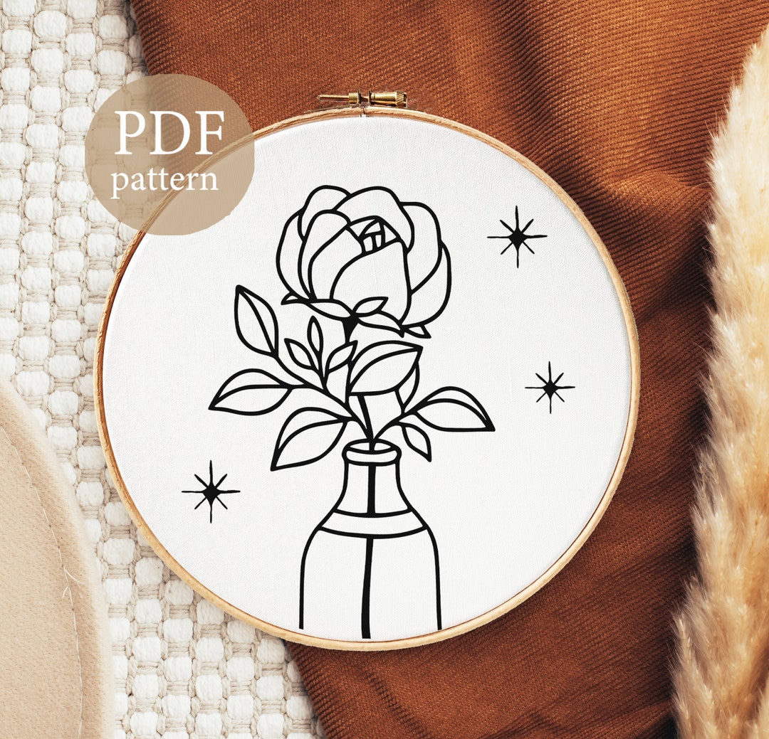 Rose Flower Hand Embroidery Pattern Rose Embroidery Pattern - Etsy