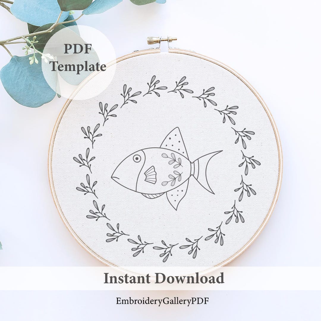 Ocean Fish Hand Embroidery Pattern, Digital Download, DIY Embroidery ...