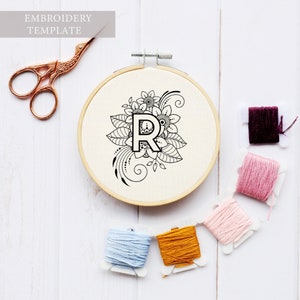 Floral Letter Hand Embroidery Pattern / Digital PDF Download / Instant ...