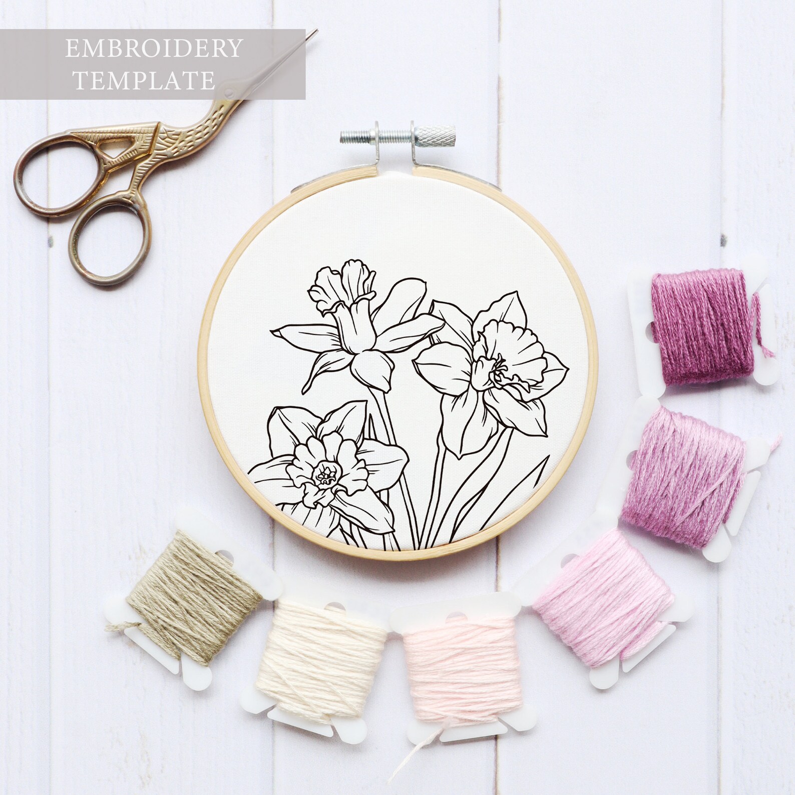 Spring Flowers Daffodil Embroidery Pattern Daffodil With - Etsy