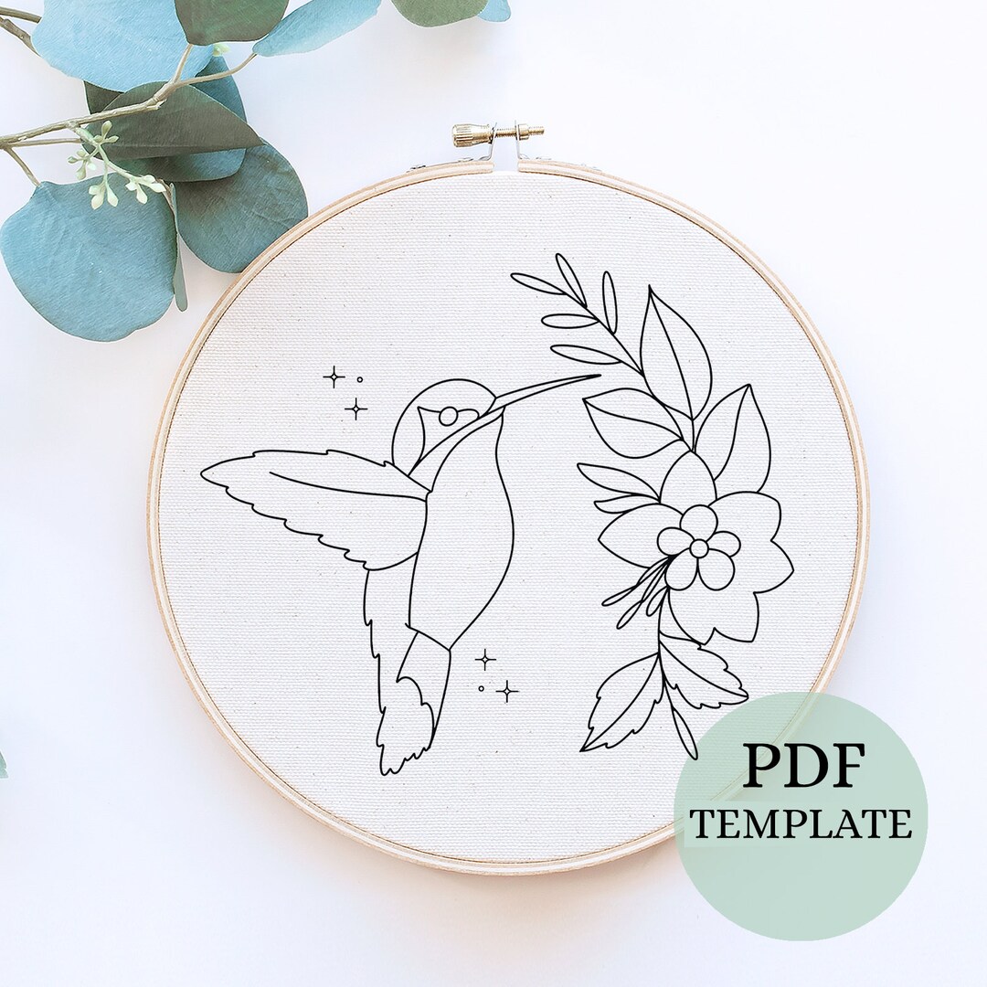 Hummingbird Hand Embroidery Pattern: Spring Bird Design (digital File ...
