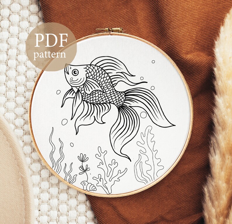 Goldfish Embroidery Pattern Fish Embroidery Fish Hoop Art - Etsy