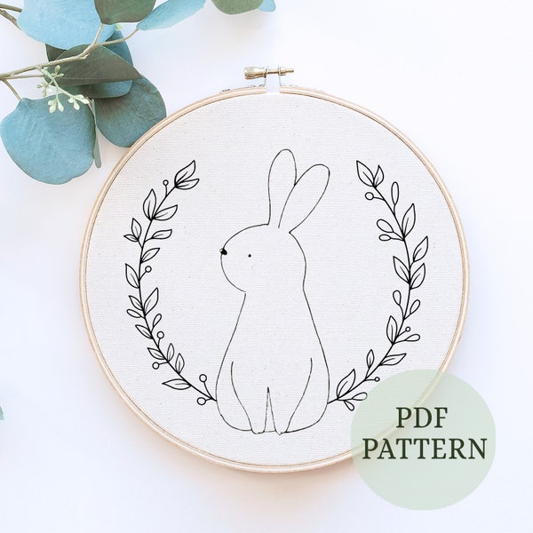 Rabbit Hand Embroidery Pattern - Etsy