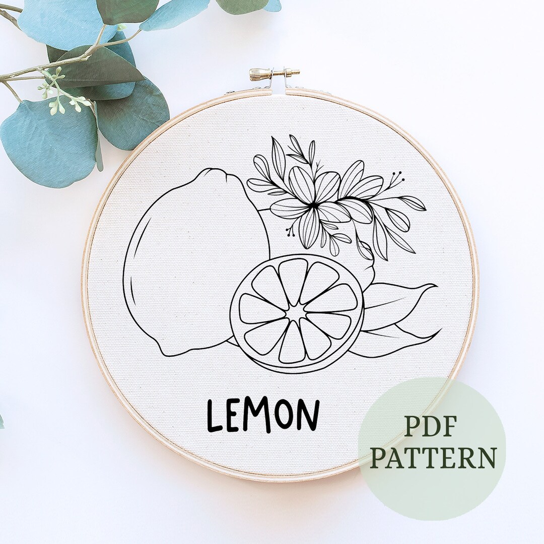 Lemon Fruit Embroidery Pattern, PDF EMBROIDERY PATTERN Lemon Tree ...