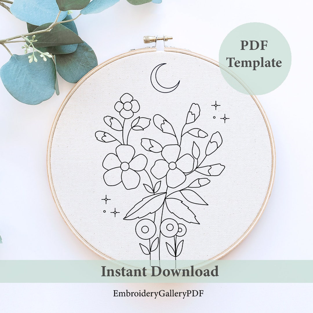 Pretty Flowers Embroidery Pattern, Hand Embroidery, Instant Download ...
