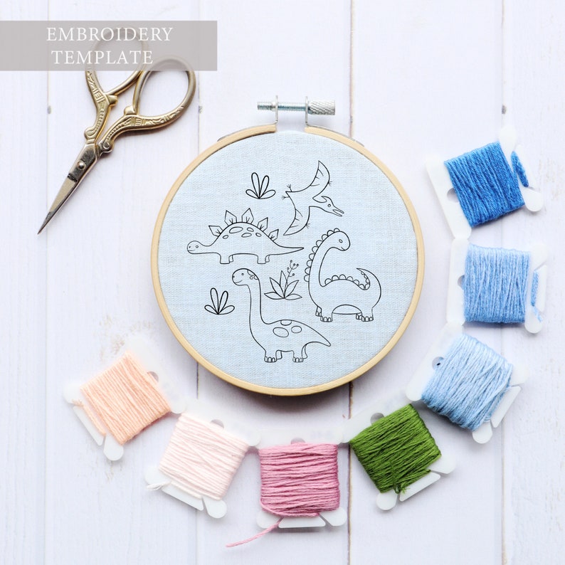 Dinosaurs Hand Embroidery Patterns Dino Pattern Hand - Etsy