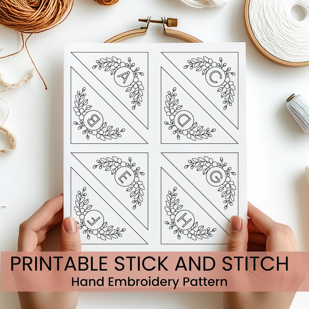 Embroidery Letter Corner Bookmark Pattern: Printable Stick and Stitch ...