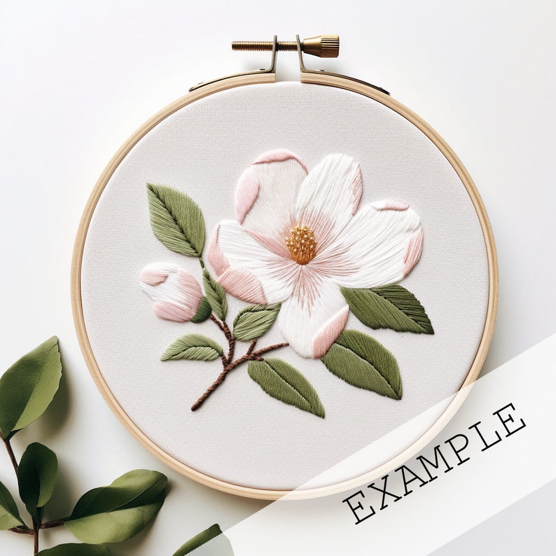 Magnolia Embroidery Pattern: Beginner Floral DIY (PDF Download) - Etsy