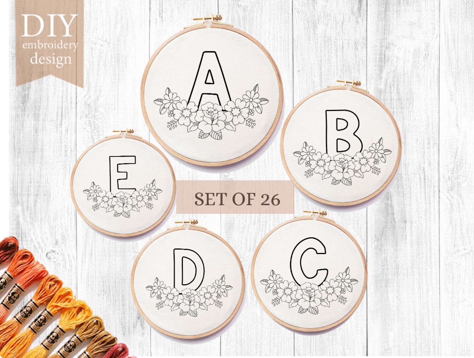 Alphabet Letter Hand Embroidery Pattern Digital PDF Download - Etsy