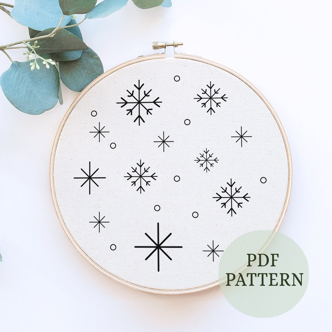 Let It Snow Embroidery Pattern, Christmas Snowflake Hoop Art (PDF ...