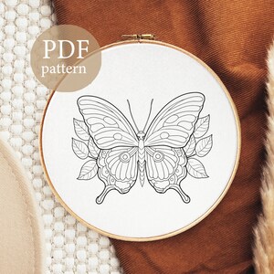 Butterfly Embroidery, Hand Embroidery , DIY Embroidery , Modern ...