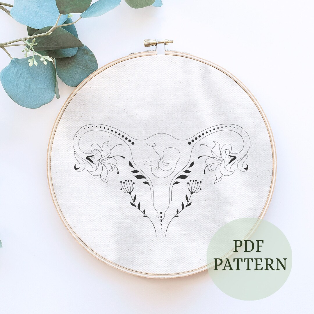 Uterus Embroidery Pattern, Floral Womb Art, Beginner DIY (PDF Pattern ...