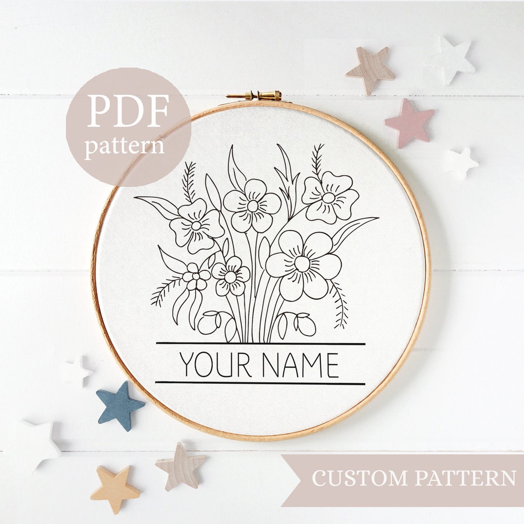 Personalized Botanical Initials PDF Hand Embroidery Pattern / Custom ...