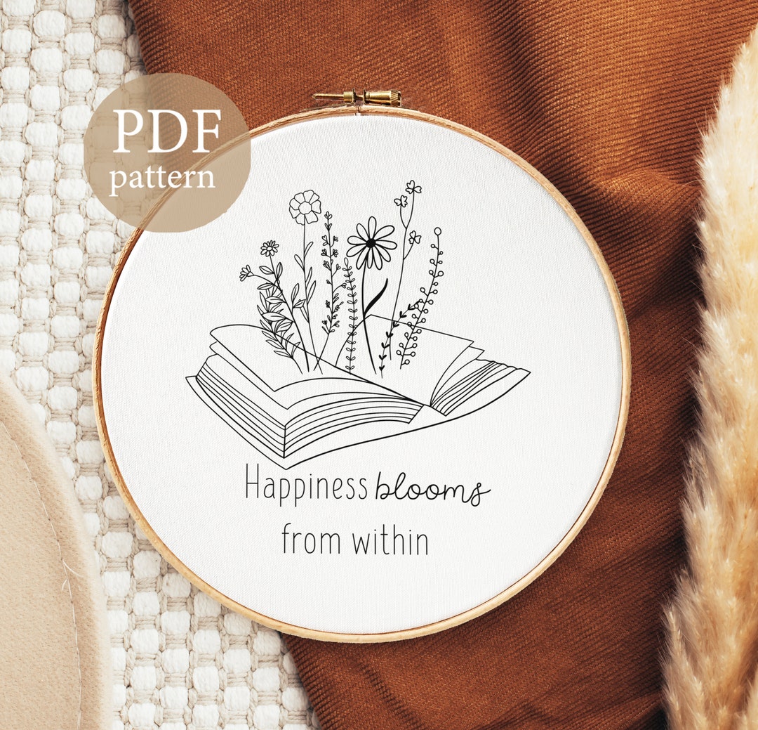 Floral Book Hand Embroidery PDF Downloadable Pattern Instant - Etsy