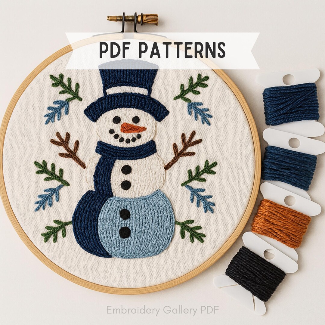 Snowman Embroidery Pattern, Winter Holiday Hoop Art (PDF Pattern) - Etsy