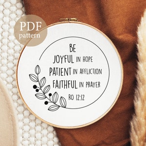 Romans 12:12 Bible Hand Embroidery, Be Joyful in Hope Scripture Design ...
