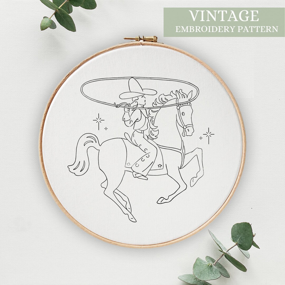 Cowboy Stuff Hand Embroidery Patterns, PDF Pattern, Vintage Embroidery ...