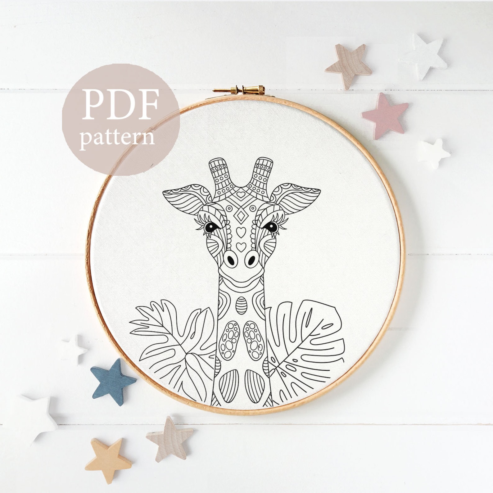 Cute Giraffe Pattern, Digital Hand Embroidery Giraffe Pattern, Instant ...