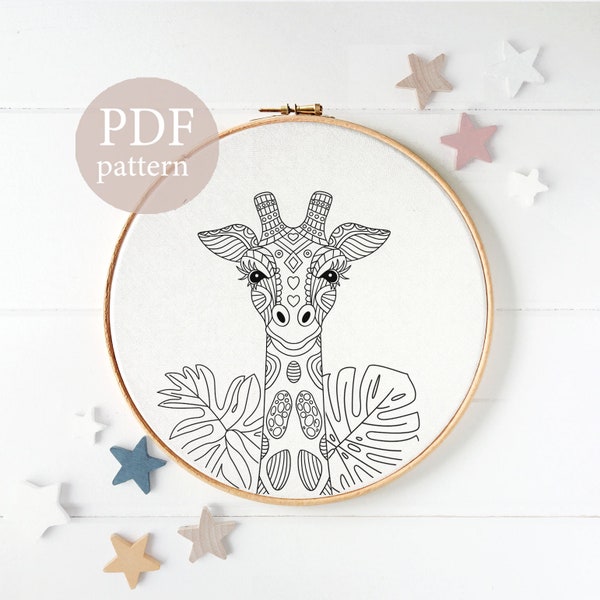 Giraffe Embroidery - Etsy