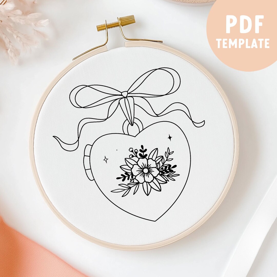 Floral Heart Hand Embroidery, PDF Pattern, Valentines Day Gift, Digital Pattern, Craft Gift ...