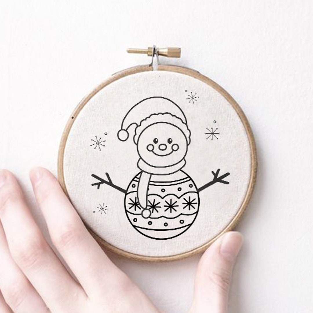 Snowman Embroidery Pattern Winter Hoop Art Winter Embroidery - Etsy