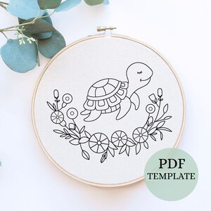 Sea Turtle, Hand Embroidery Template, PDF Digital File, DIY Hoop Art ...