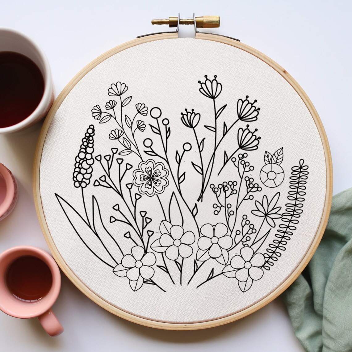 Wildflower Hand Embroidery Pattern: Floral Design (PDF Digital Download ...