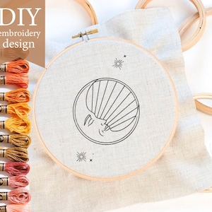 Set of 6 Digital PDF Patterns Crescent Moon With Flower Hand | Etsy