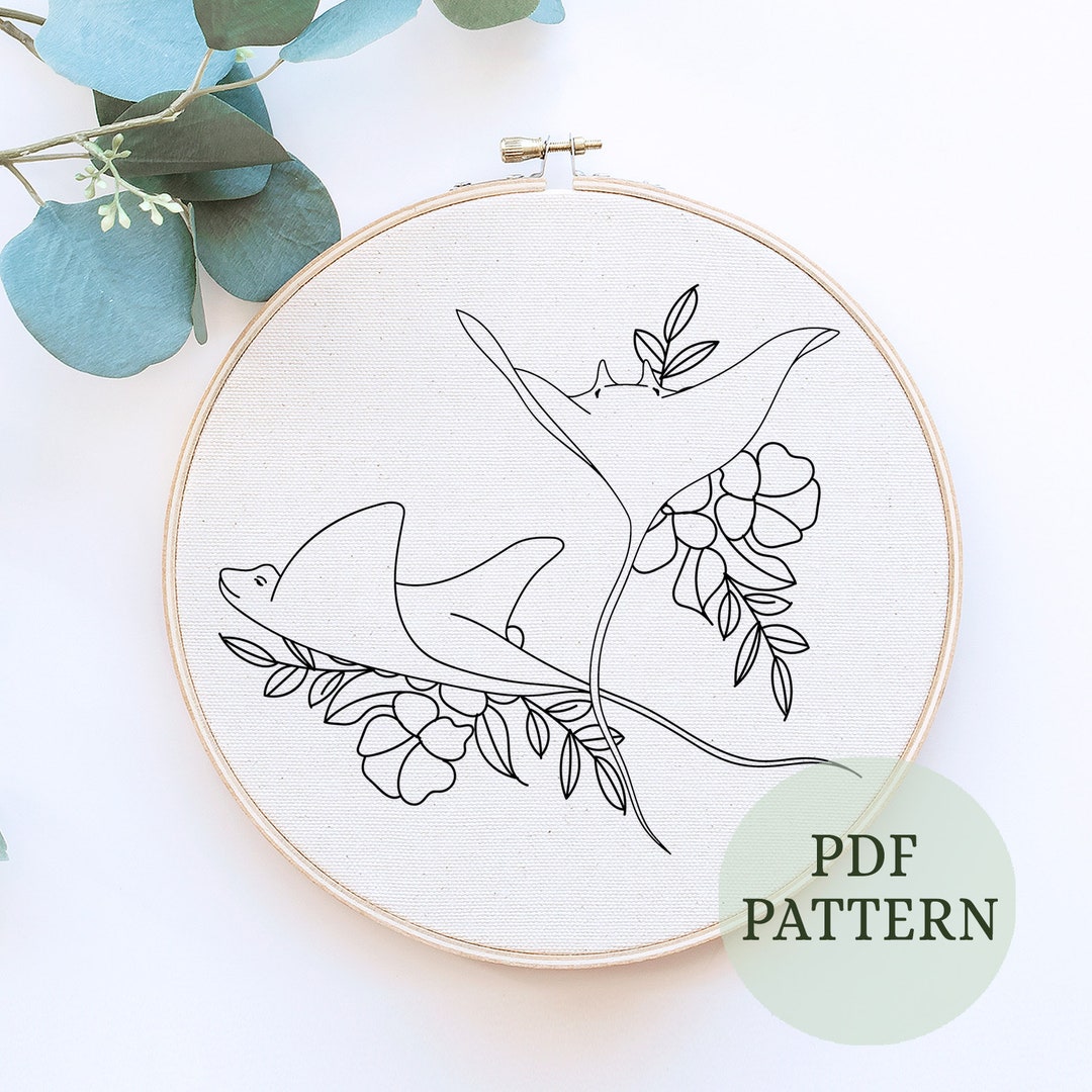 Stingray Embroidery Pattern Cute Fish Needlepoint Pattern - Etsy