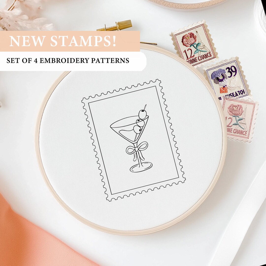 Dirty Martini Embroidery Design: Cocktail Stamp Pattern (PDF) - Etsy