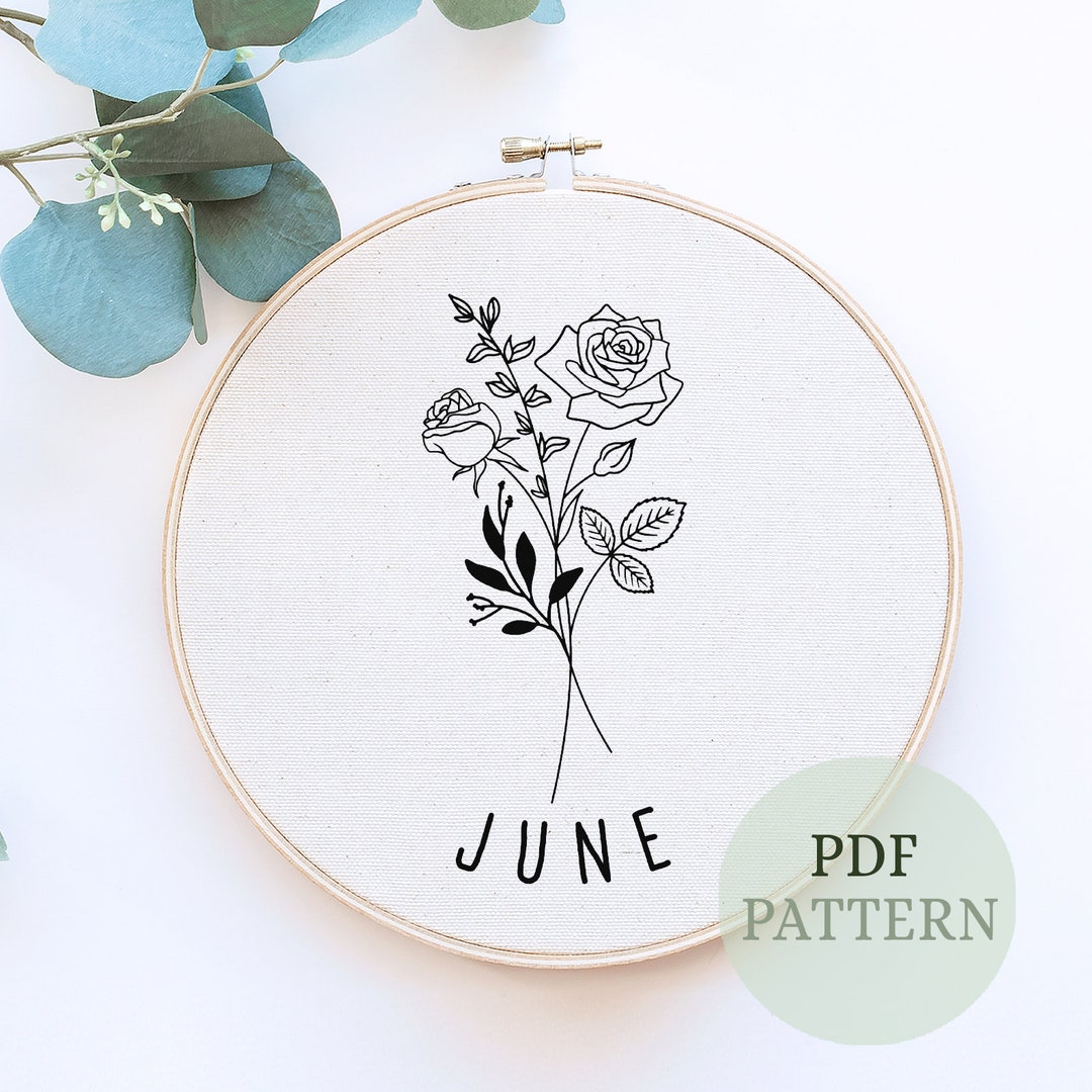 Birth Flower Embroidery, Birth Flower Embroidery, Birth Month Flower ...