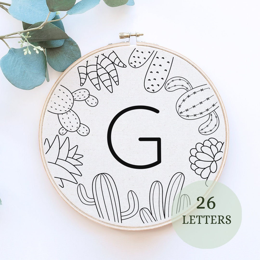 Cactus Embroidery Pattern, PDF Bundle 26 Letters, Succulents ...