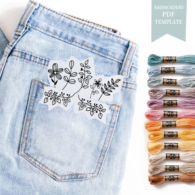 Pocket Flower Embroidery Pattern PDF Embroidery Pattern - Etsy
