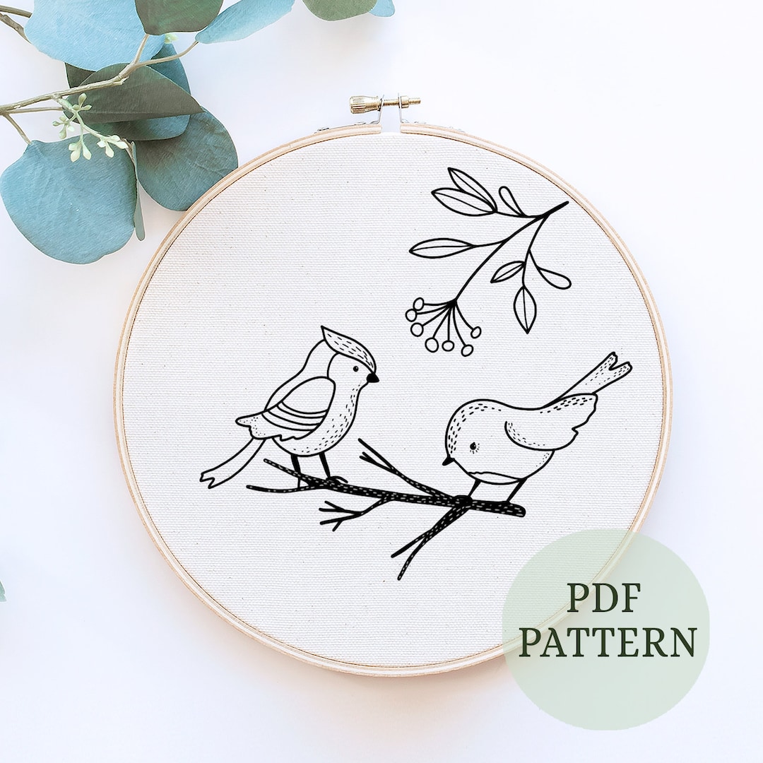 Bird Embroidery Pattern, Hand Embroidery Pattern in PDF, Robin Bird ...