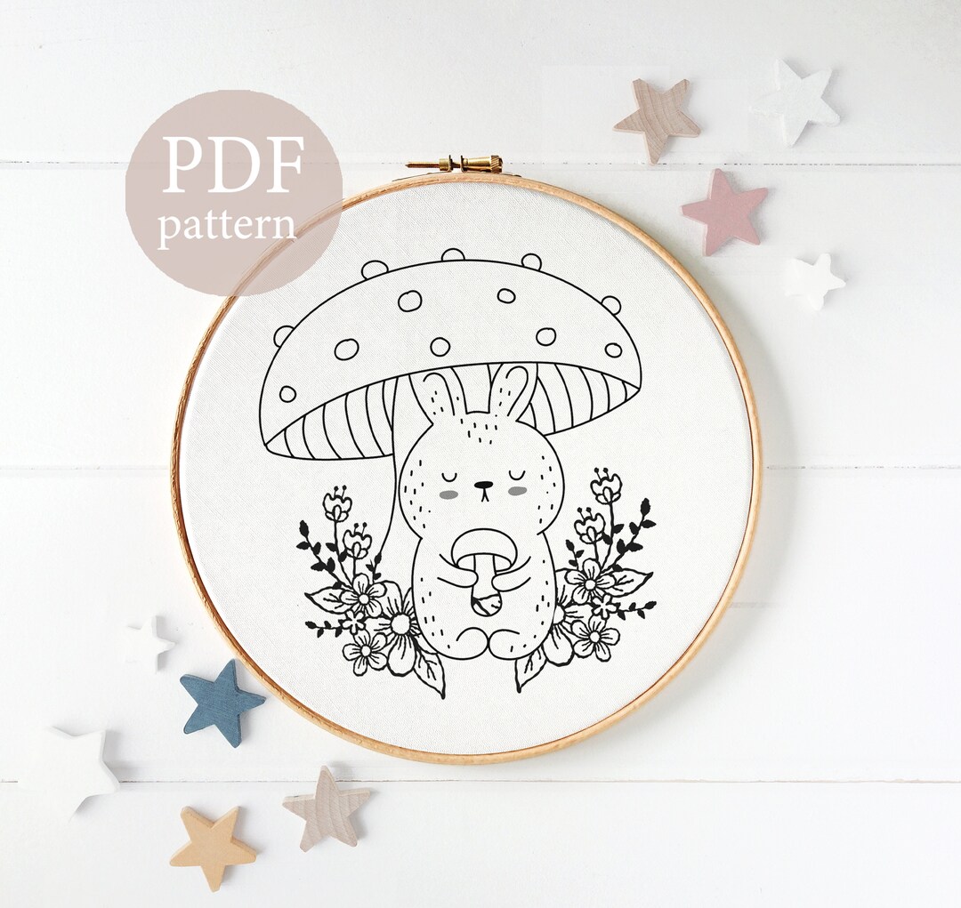 Hand Embroidery Pattern Design Rabbit Embroidery PDF Pattern - Etsy