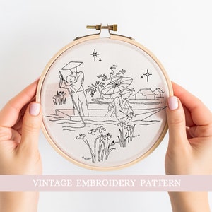 Japan Inspired Embroidery Pattern, Japanese Hand Embroidery Template ...