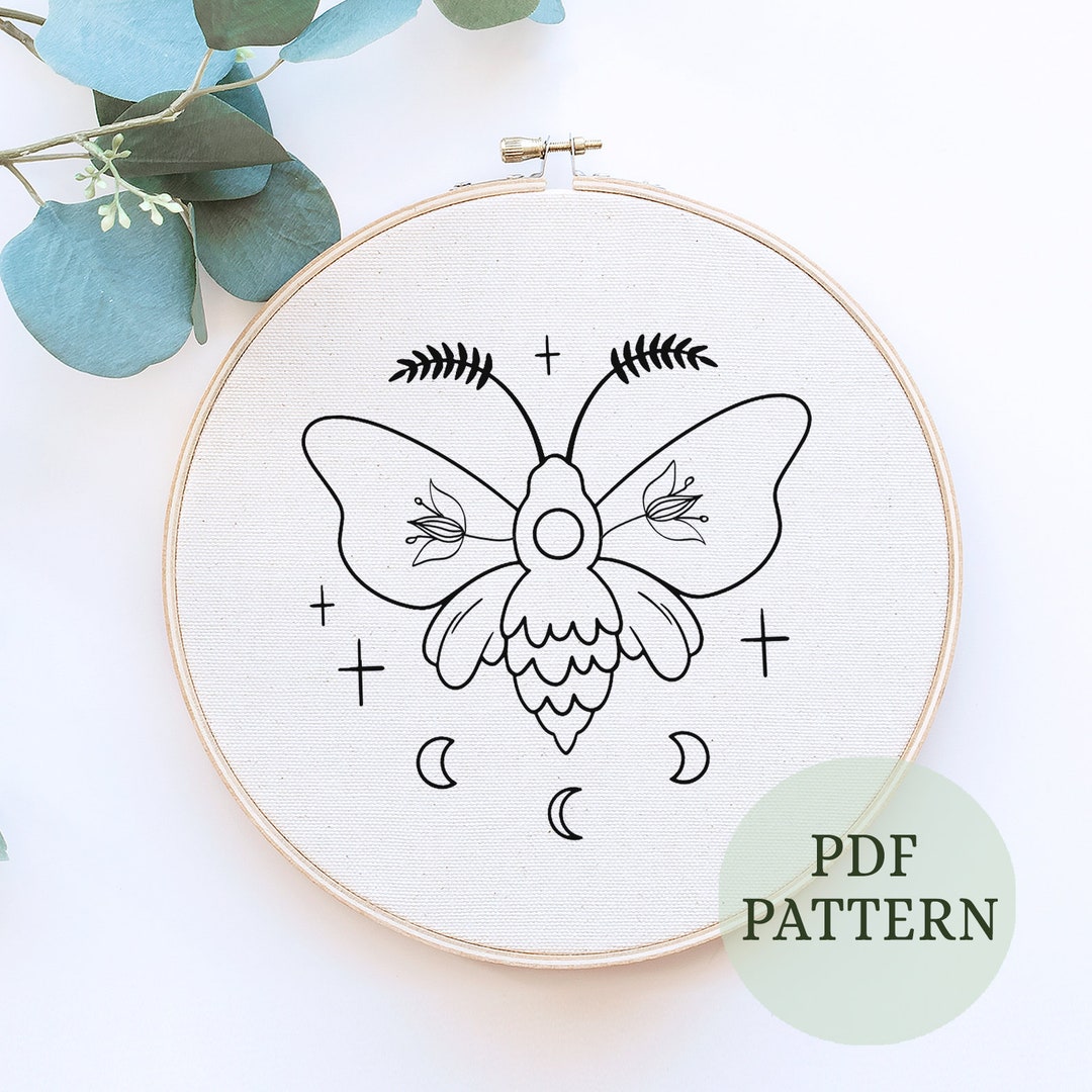 Anatomical Moth Embroidery Pattern, PDF Pattern, Moth Insect Wall Art ...