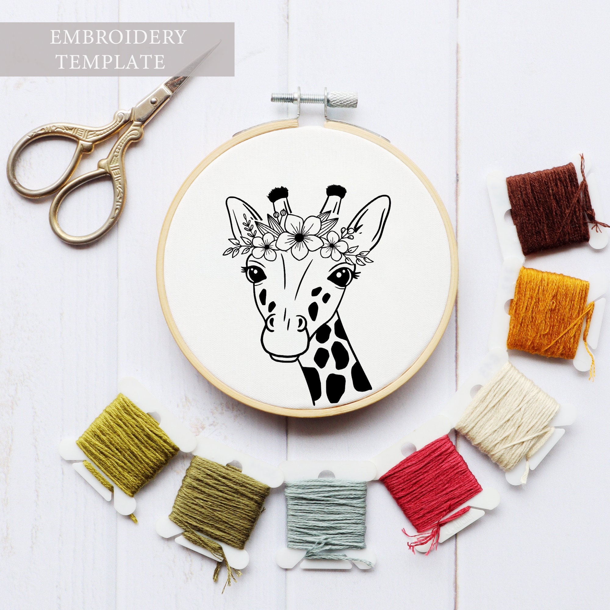 Cute Giraffe Pattern Digital Hand Embroidery Giraffe Pattern - Etsy