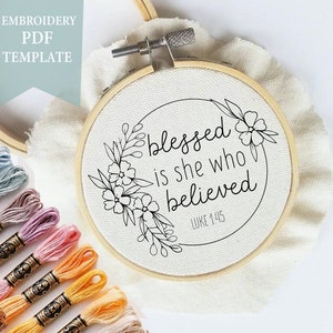 Blessed is She Who Believed Hand Embroidery Design, Embroidery Designs ...