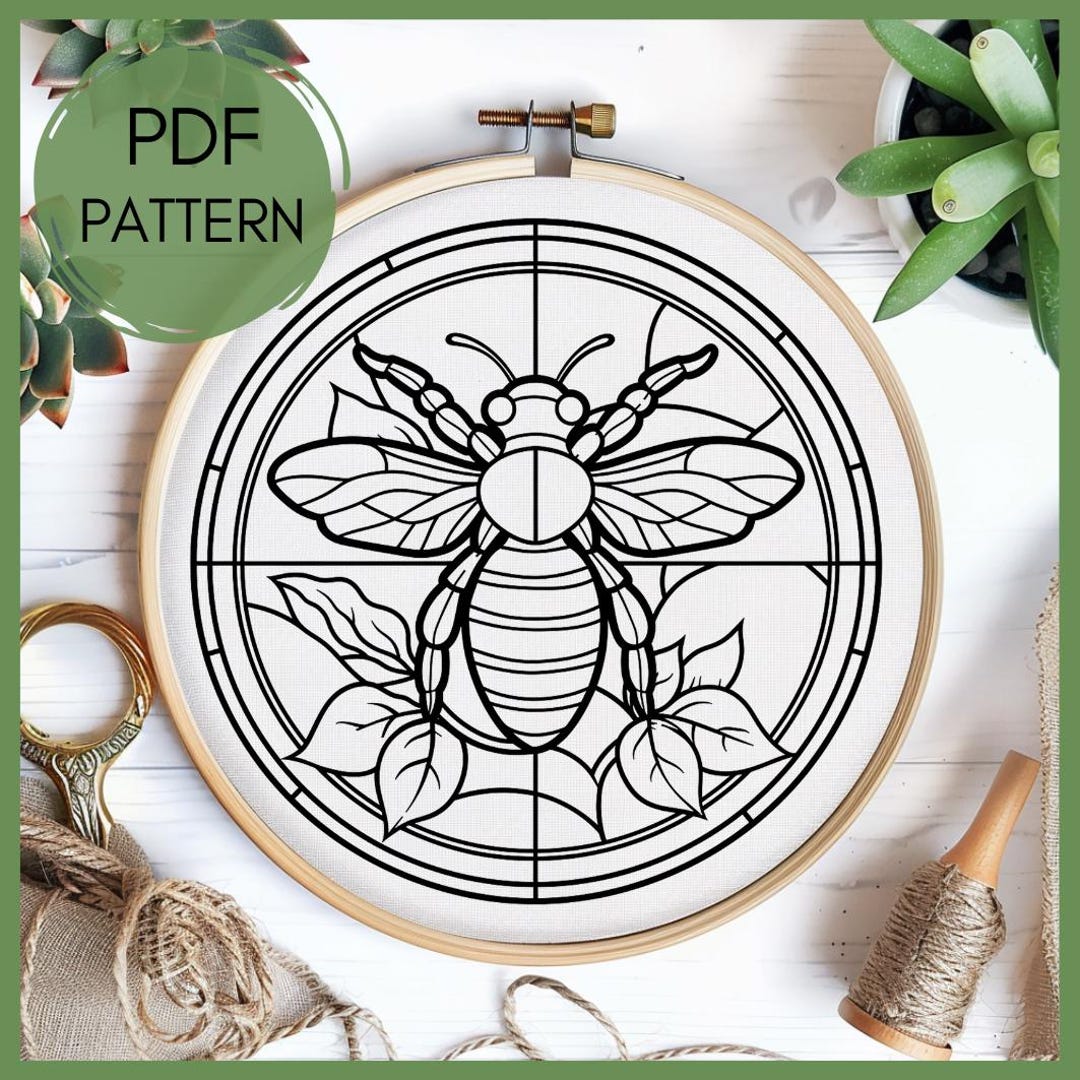 Bee Hand Embroidery Design, Hand Embroidery, Gift Idea, Handmade Crafts ...