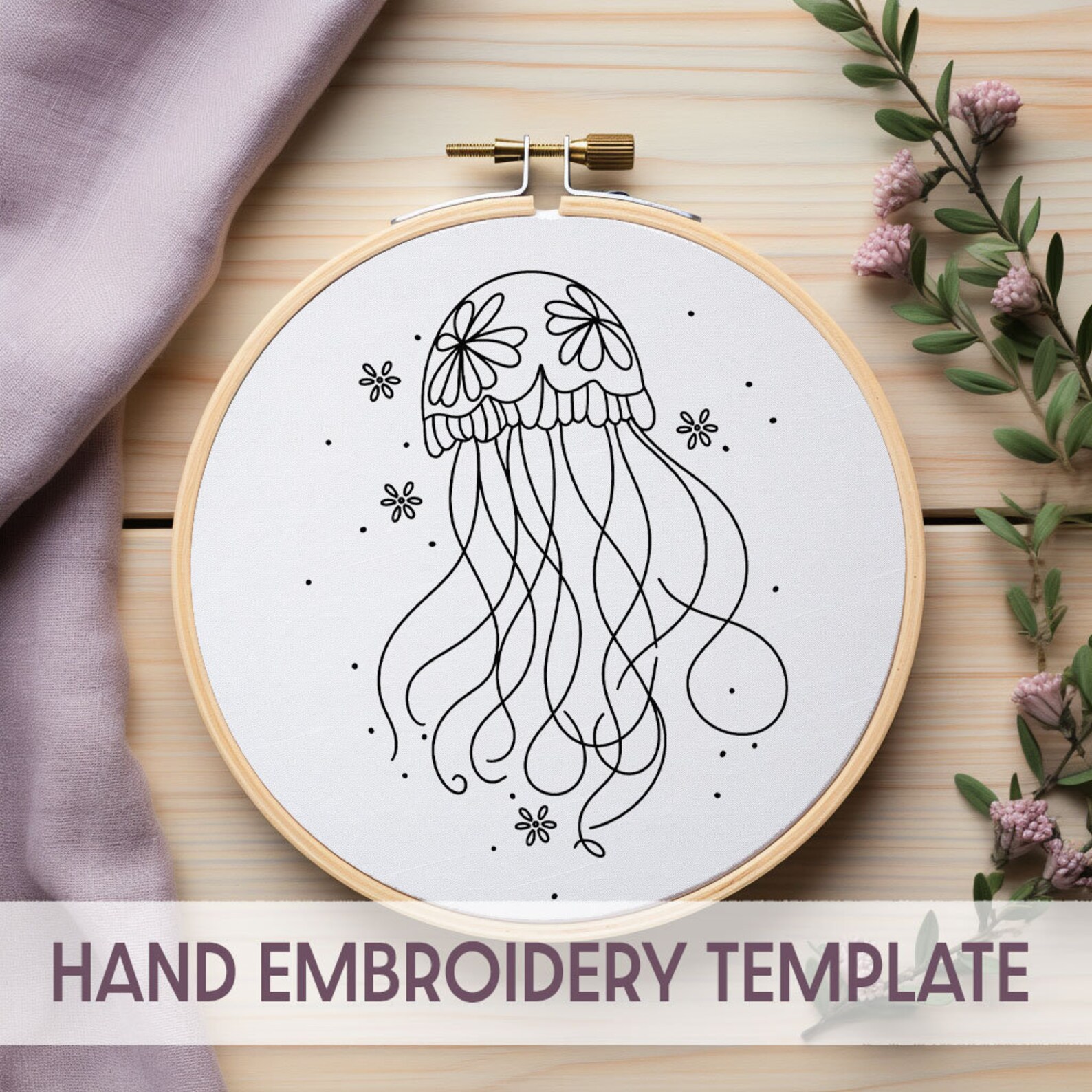 Floral Jellyfish Embroidery Pattern: Ocean Needlepoint Design (PDF ...