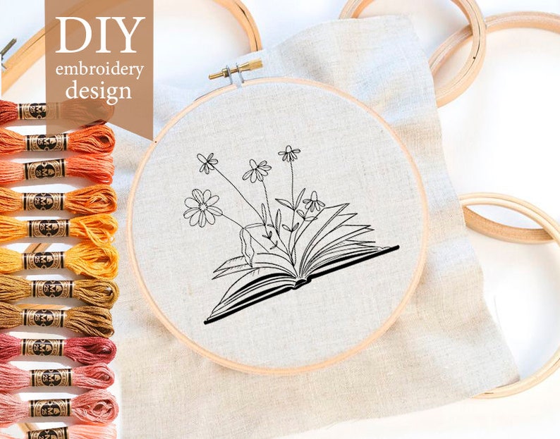 Floral Book Hand Embroidery PDF Downloadable Pattern Instant - Etsy