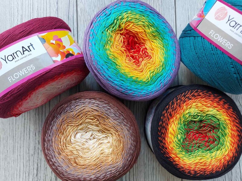 Gradient Yarn Yarnart Flowers 250g1000m Cakes Yarn Cotton - Etsy