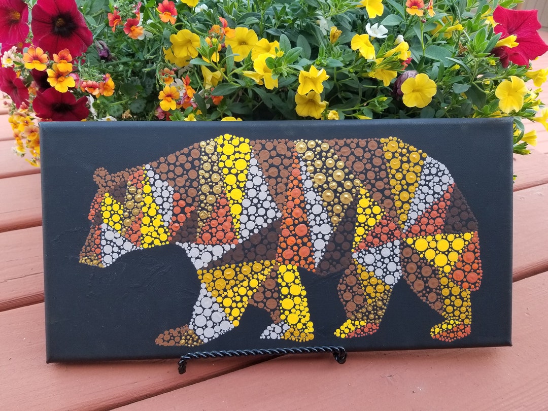 Grizzly Bear Dot Art - Etsy