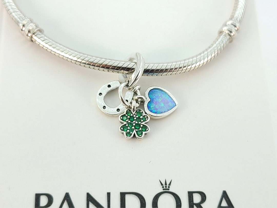 New Pandora Four Leaf Clover, Heart and Horseshoe Triple Dangle Charm ...