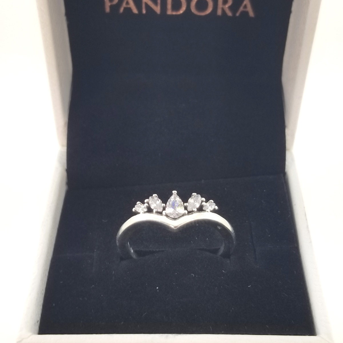 New Pandora Sterling Silver Sparkling Pear & Marquise Wishbone - Etsy UK